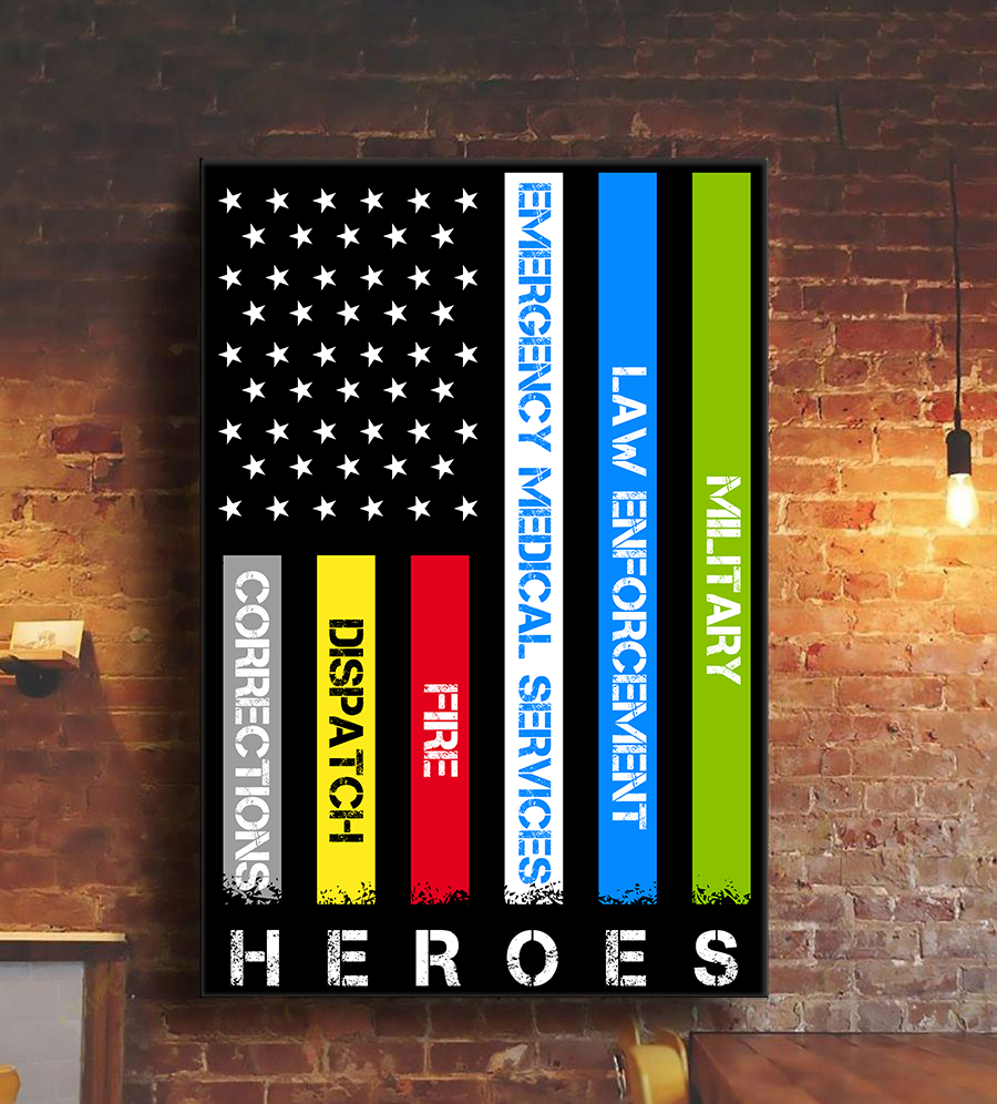 Heroes First Responder Deluxe Portrait Canvas 1.5in Frame – Respect The ...